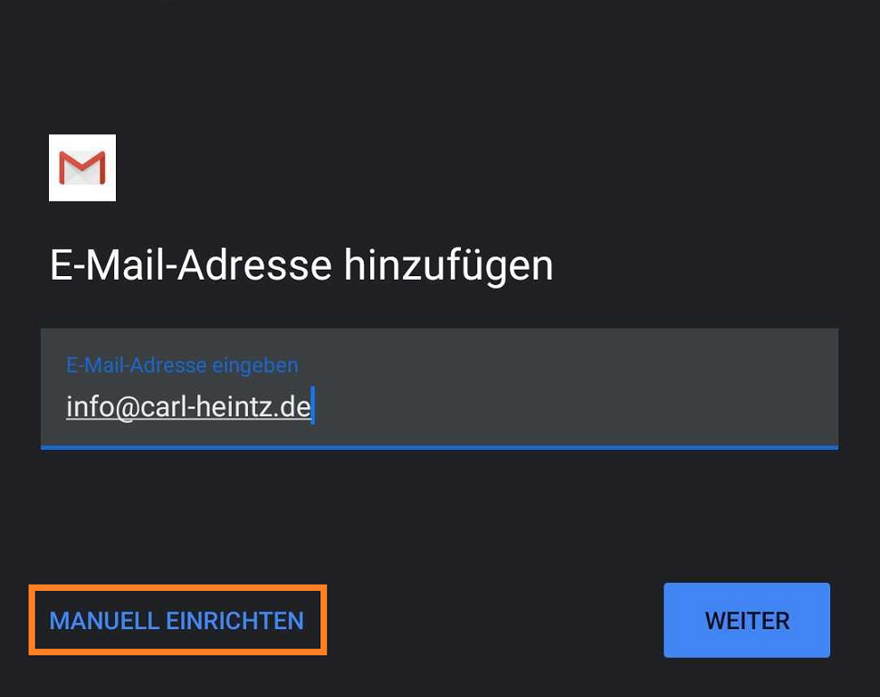 E-Mail-Einrichtung Gmail auf Android